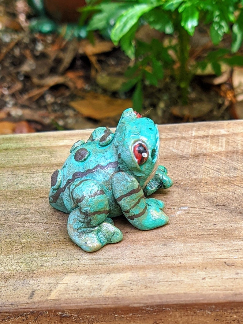 Ceramic Green Frog Handmade Frog Figurine Garden Art Fairy | Etsy