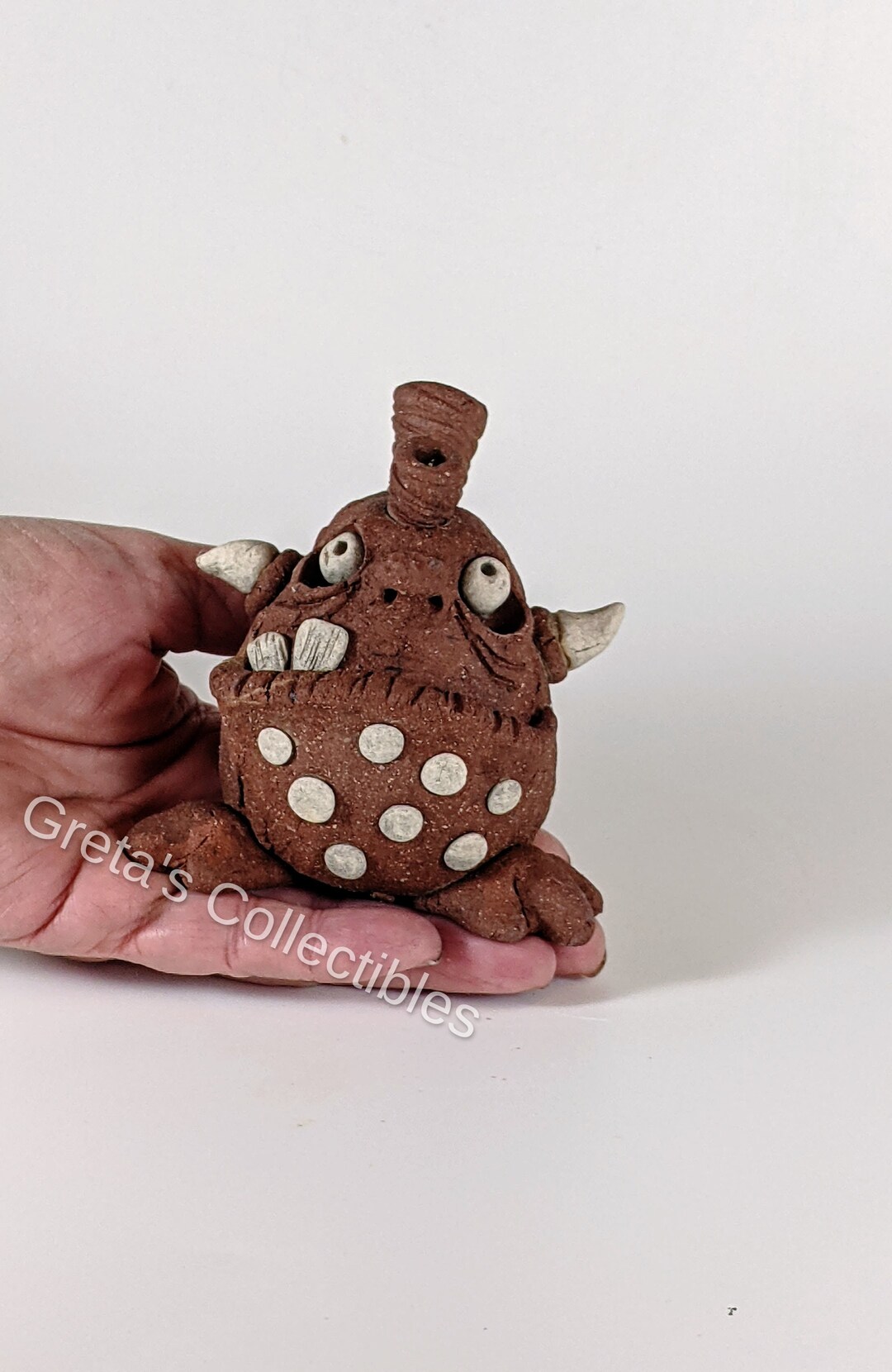 Mini Monster, OOAK, Monster Incense Burner, Red Ceramic Monster, Garden ...