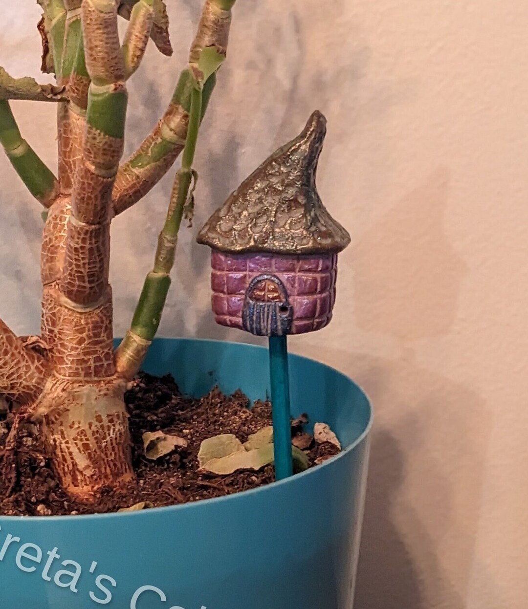 Birdhouse Plant Buddy, Ceramic Birdhouse, Garden Art, Mini Birdhouse ...