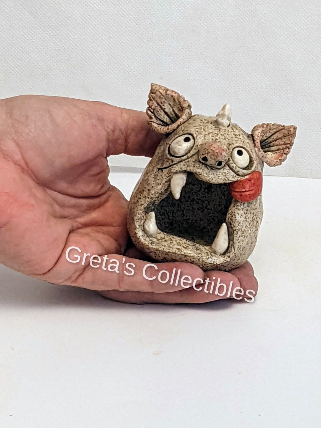 Mini Monster, Big Mouthed Mini Monster, Ceramic Monster, Garden Art ...