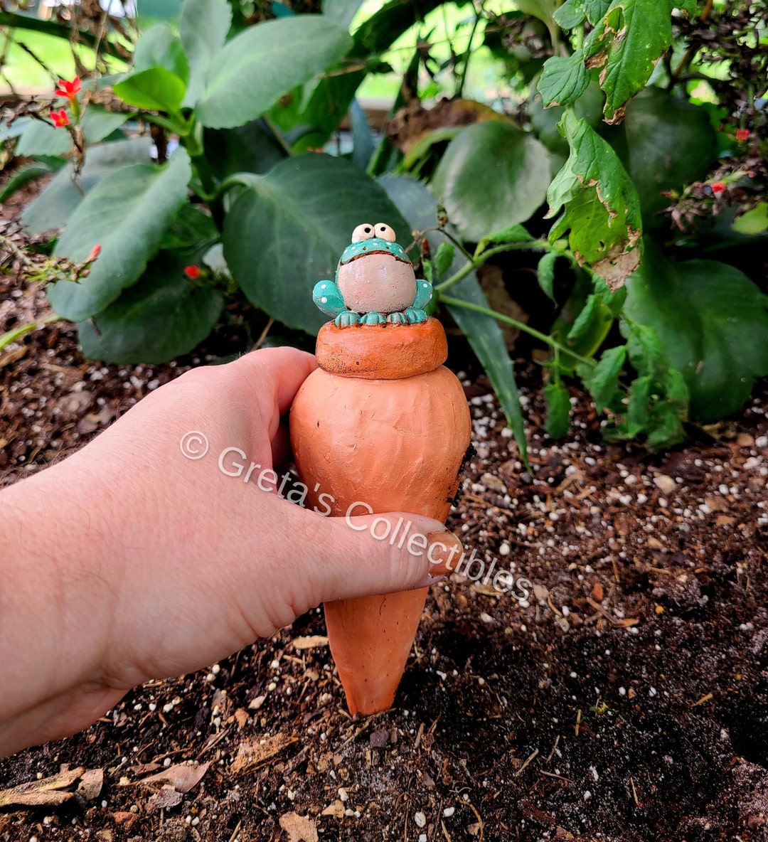 Frog Watering Spike, Olla Self Watering System, Terracotta Frog, Garden ...