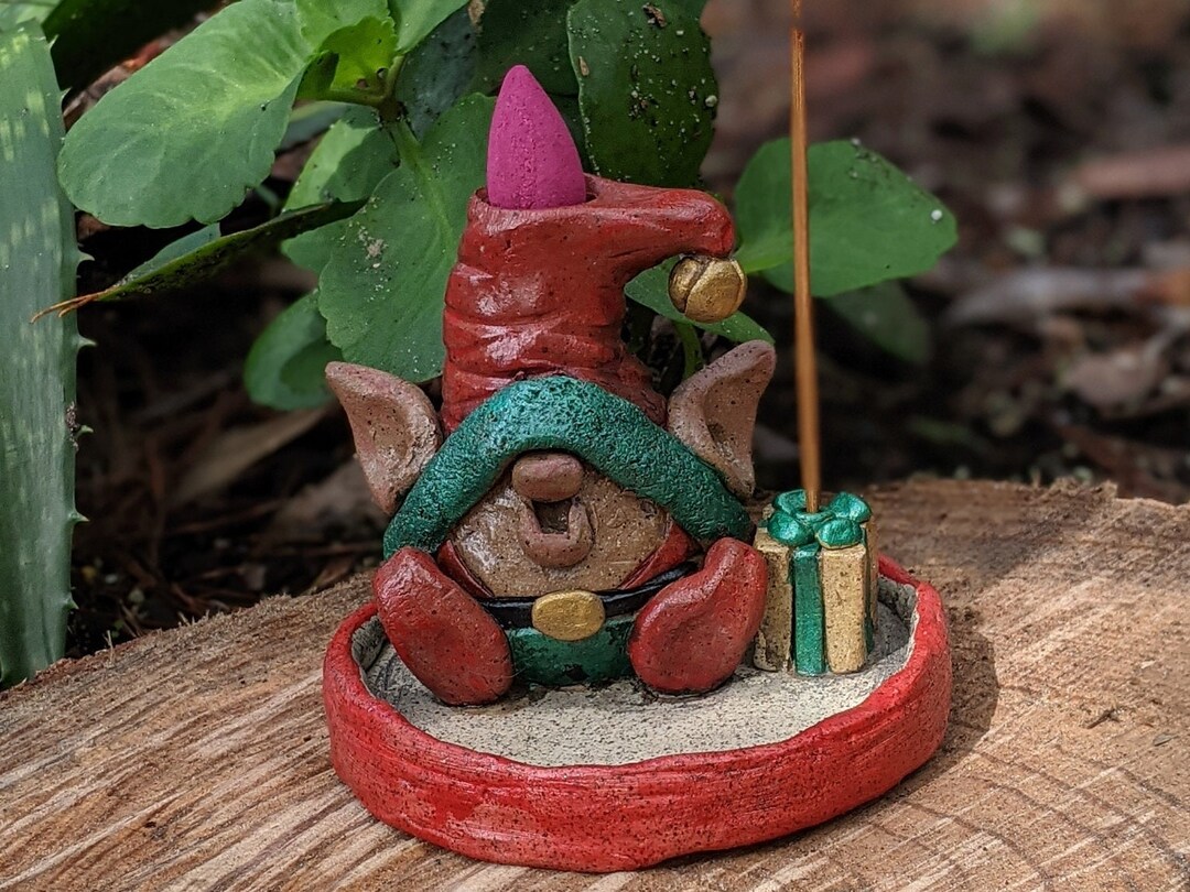 Elf Incense Burner, Christmas Decor, Incense Holder, Elf Watefall Cone ...