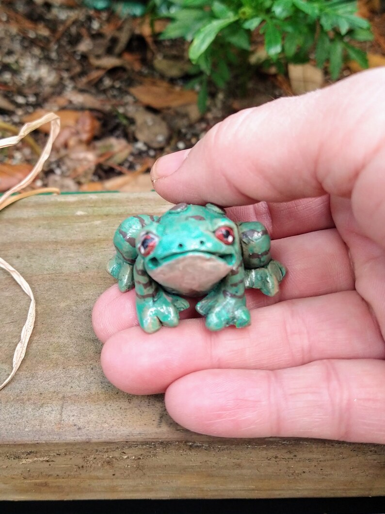 Ceramic Green Frog Handmade Frog Figurine Garden Art Fairy | Etsy