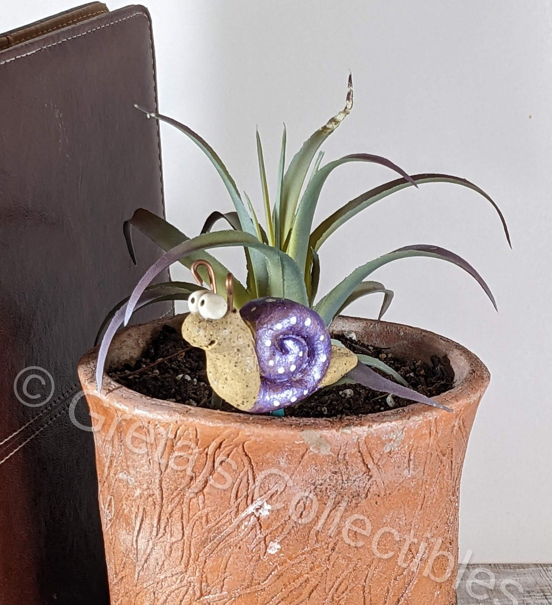 Snail Plant Buddy, Ceramic Snail, Garden Art, Plant Stake, Garden Snail ...