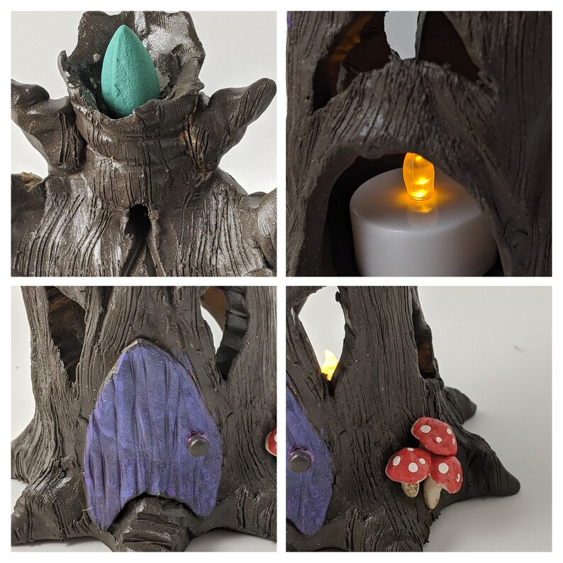 Scary Tree Stump, OOAK, Fairy House, Tealight Holder, Backflow Burner ...
