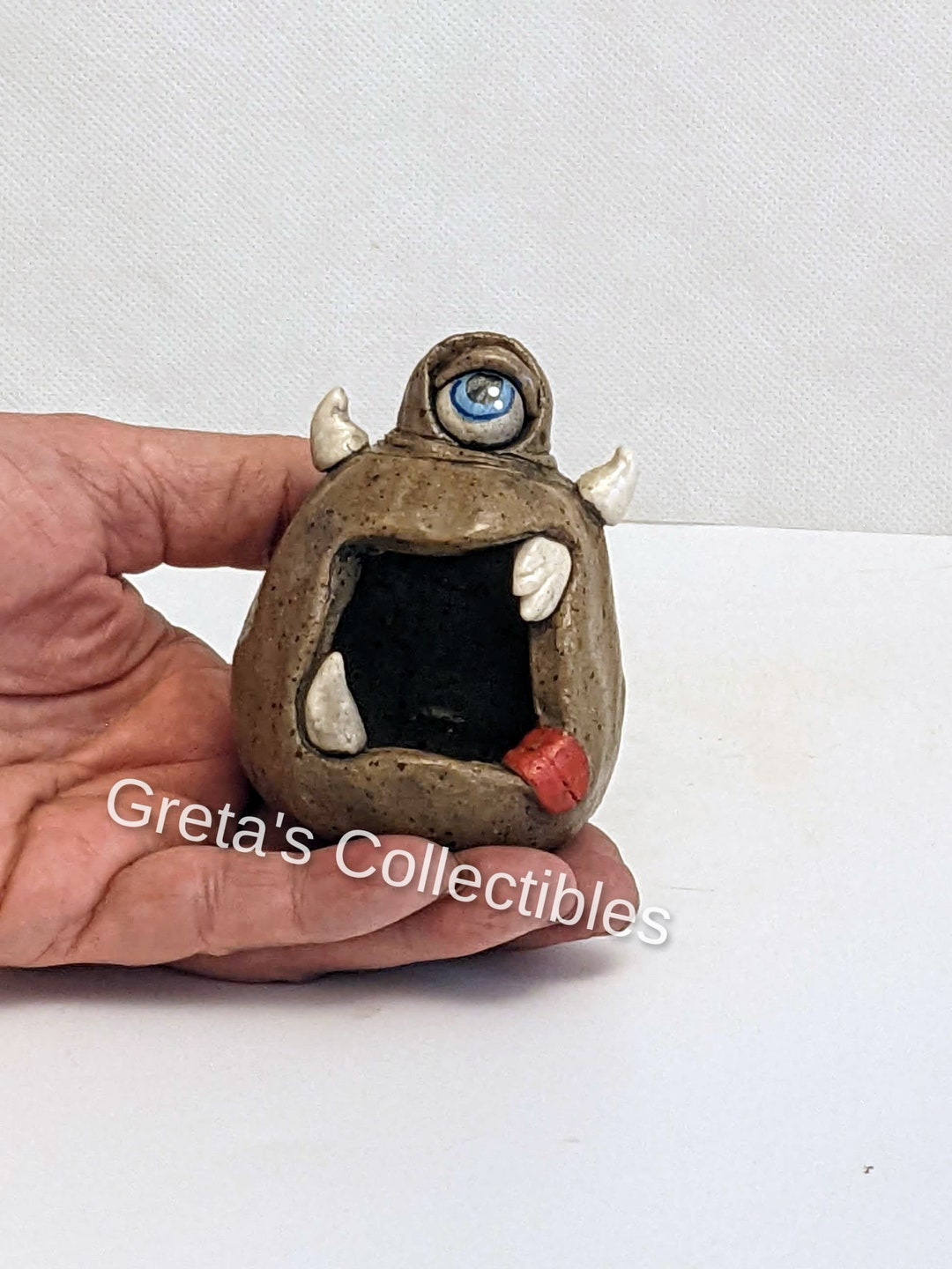 Mini Monster, OOAK, Cyclops Mini Monster, Ceramic Monster, Garden Art ...