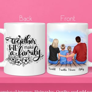 Personalised Family Mug | Custom Family Mug| Choose Hair and Outfits ...