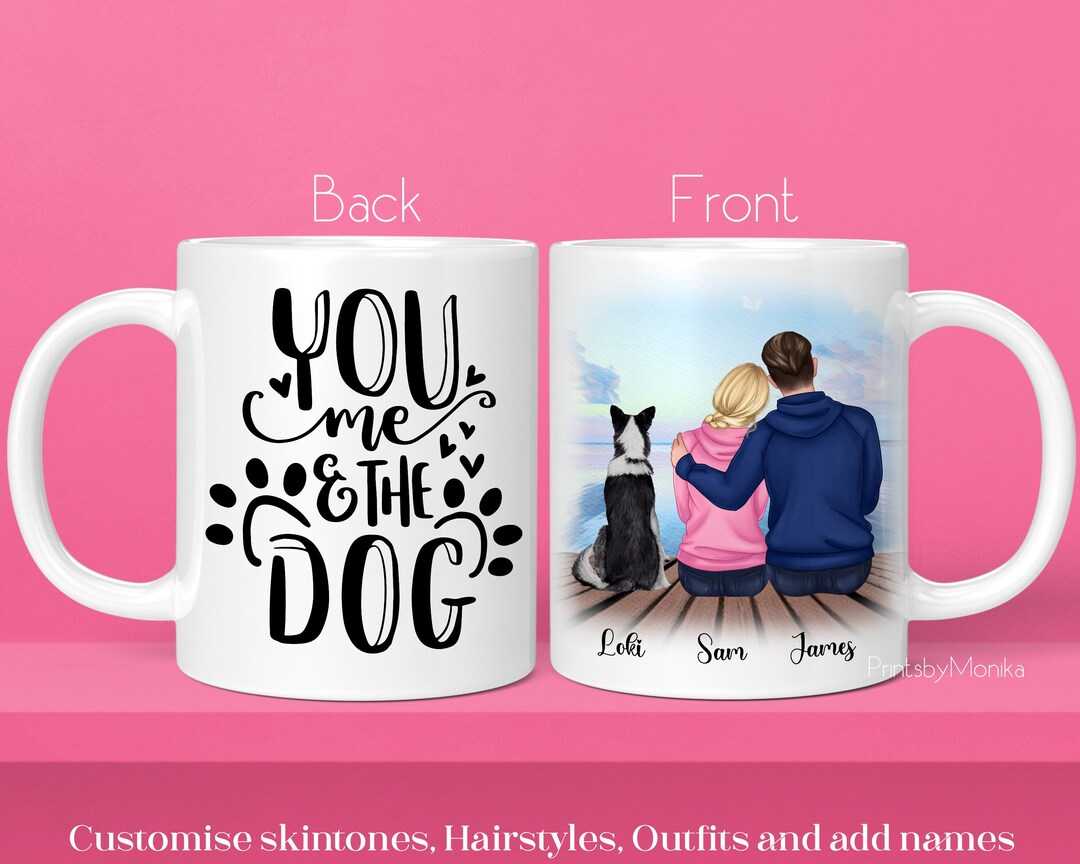 Personalised Couple Dog Mug | You Me and the Dog | Lovers in Hoodie ...