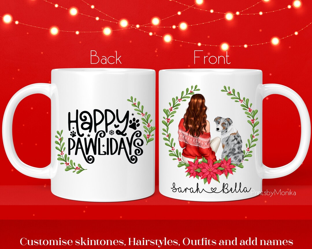 Personalised Christmas Dog Mug | Happy Pawlidays | Dog Owner Mug | X ...