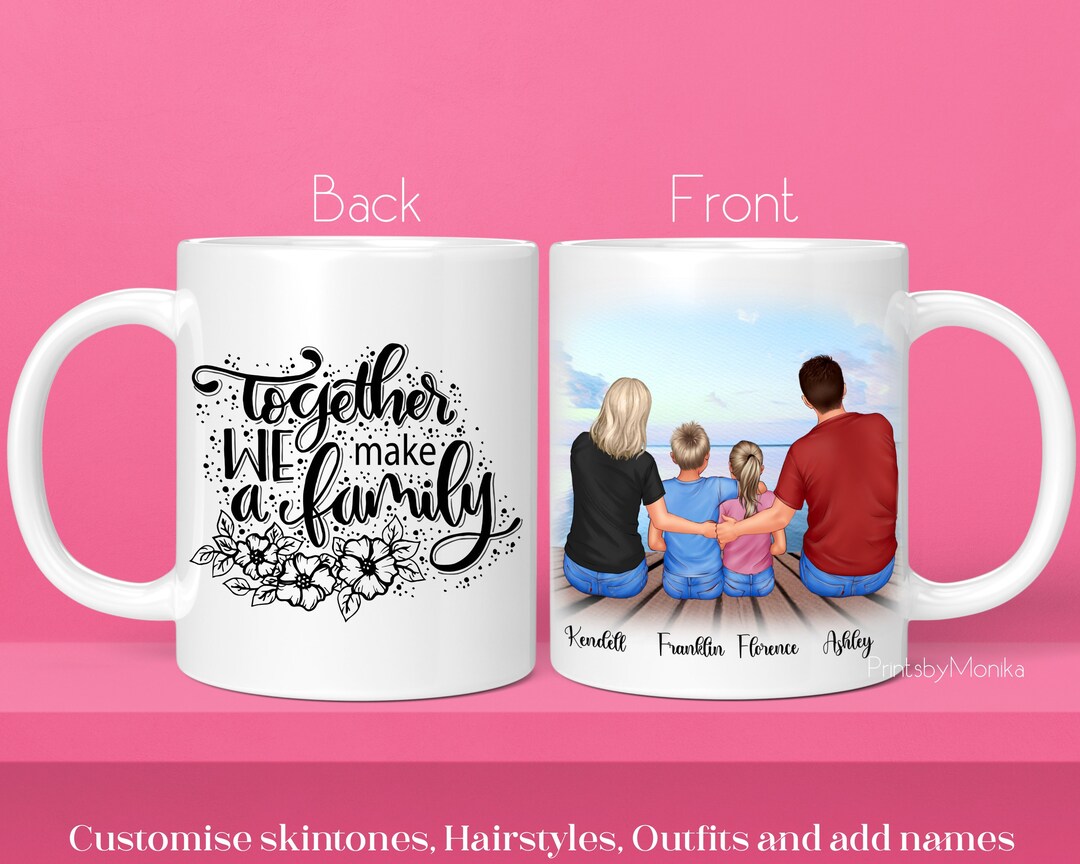 Personalised Family Mug | Custom Family Mug| Choose Hair and Outfits ...