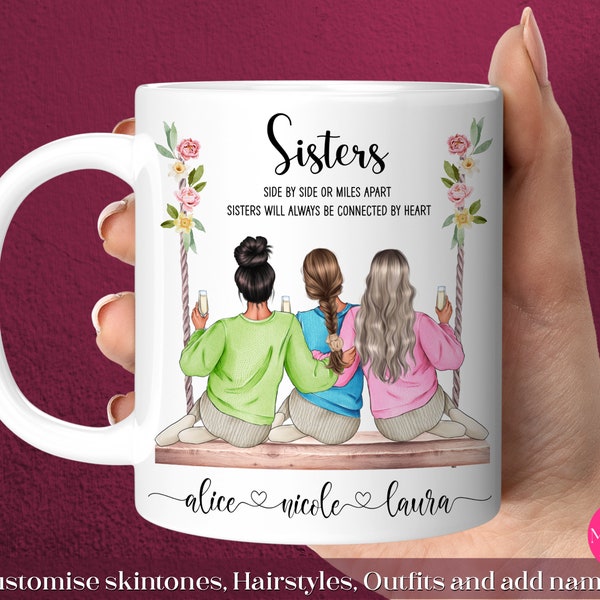 Personalized 3 Sisters Mug - Etsy