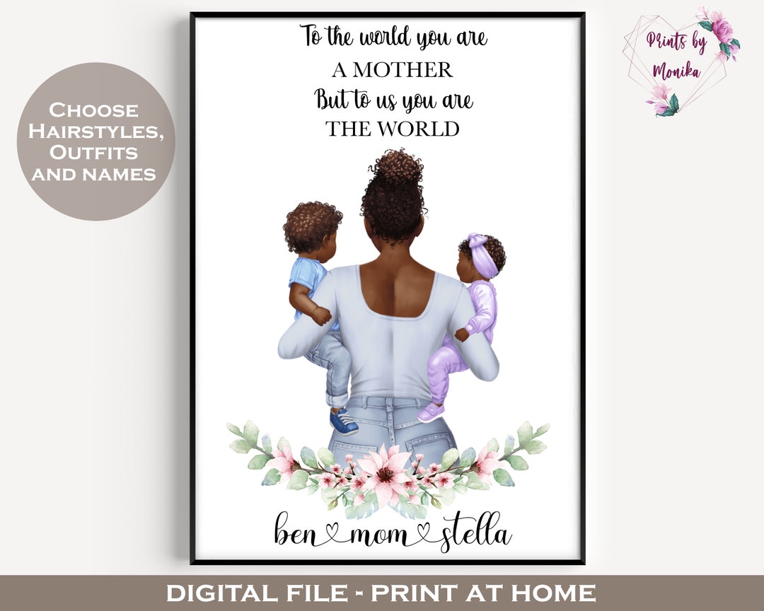 Personalised Mom and Baby Digital Print | Custom Printable Wall Art for ...