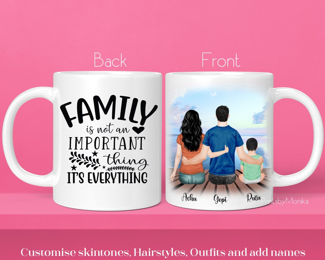 Personalised Family Mug | Custom Family Mug| Choose Hair and Outfits ...