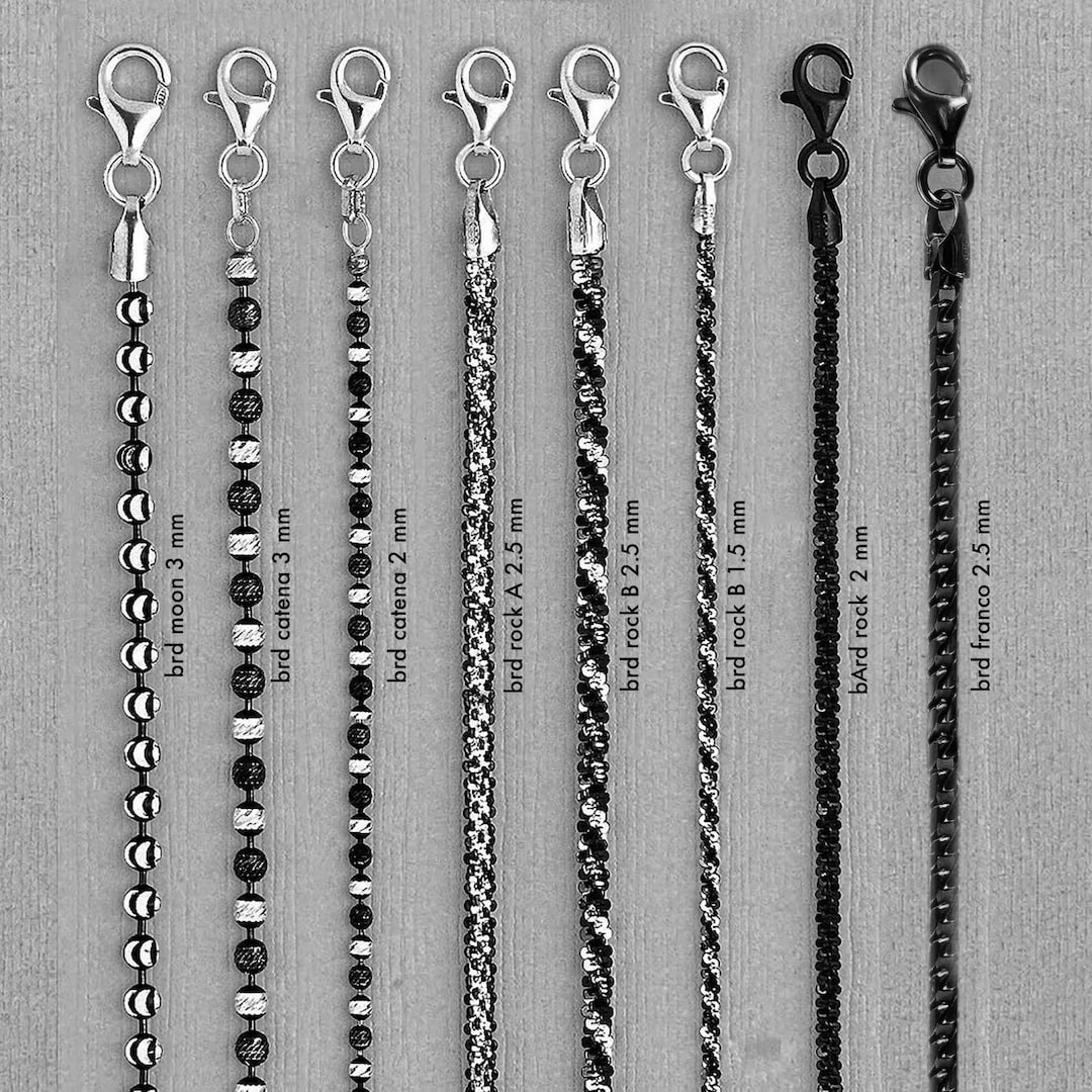 16"/18"/20"/22"/24"/26"/28/30"/36"-black RHODIUM Over Silver Necklace ...