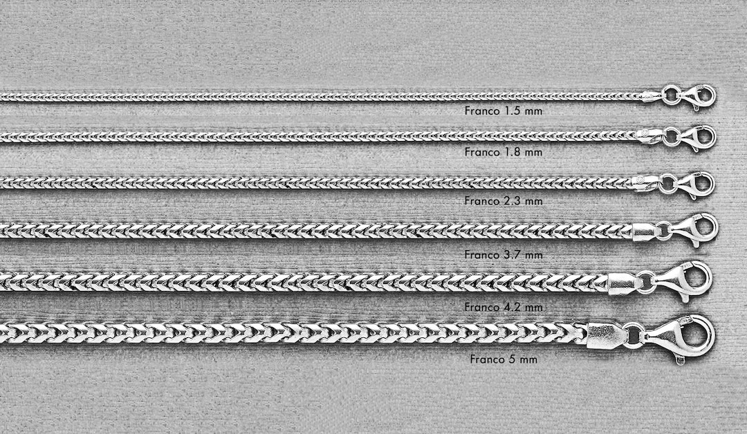 FRANCO Silver Chain Necklace-925 Sterling Silver Franco Chain-italy ...