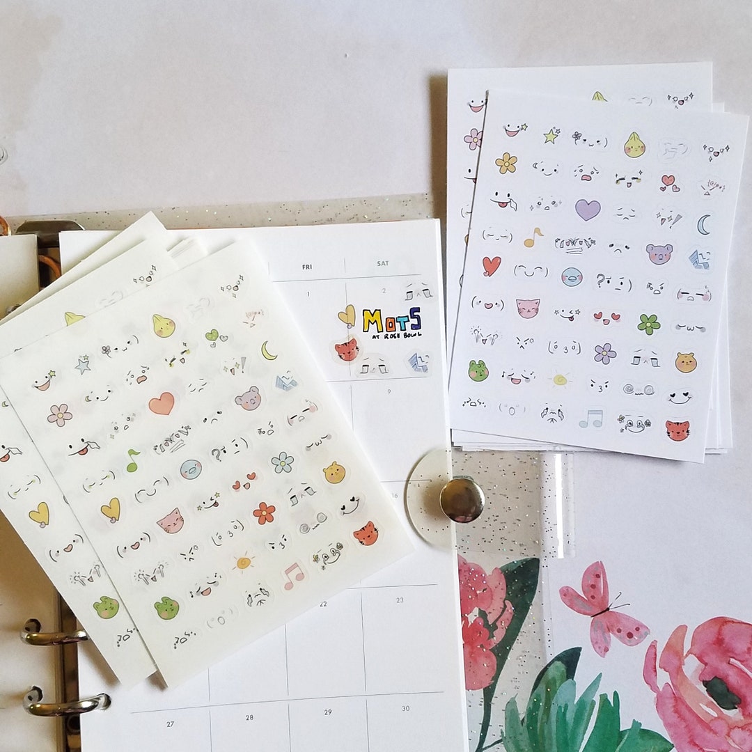 Mini Emotion Journal Stickers | Emoji Planner Sticker Sheets | White ...