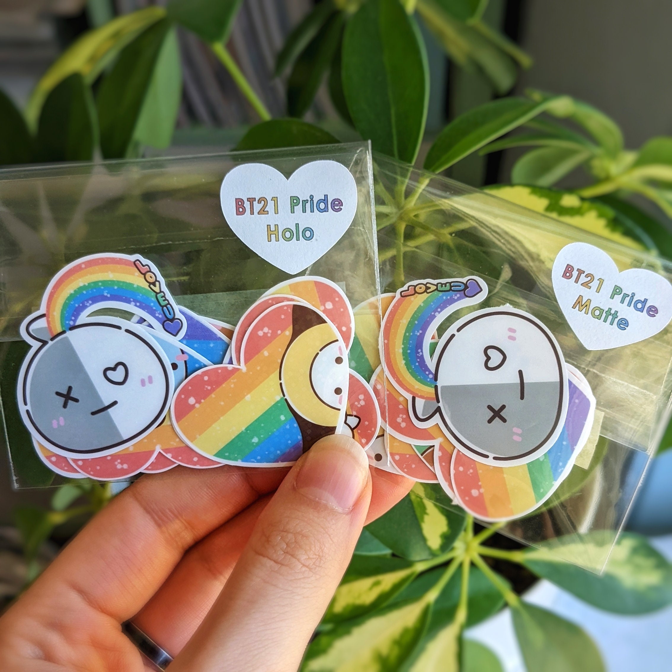 BTS BT21 Pride Stickers Rainbow Heart Sticker Holographic - Etsy