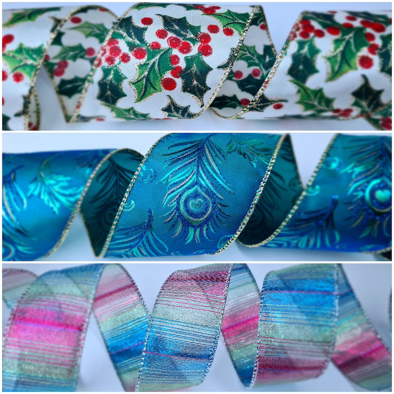 Christmas Ribbon Wire Edge Decoration Tree Gift Wrap Craft - Etsy UK