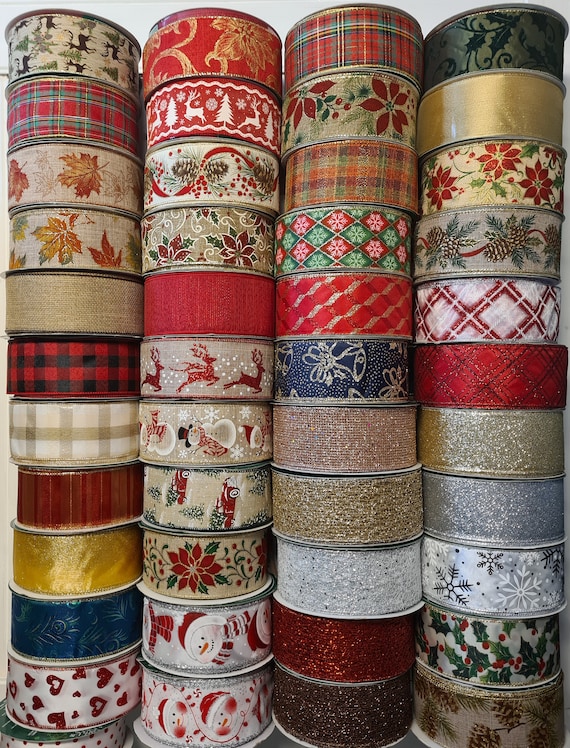 63mm Christmas Ribbon Wired Edge Tree Decoration Gift Wrap | Etsy