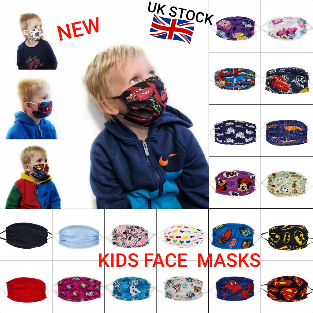 UK Face Masks Kids 5-16 Years Child Adjustable Mask Handmade 100% ...