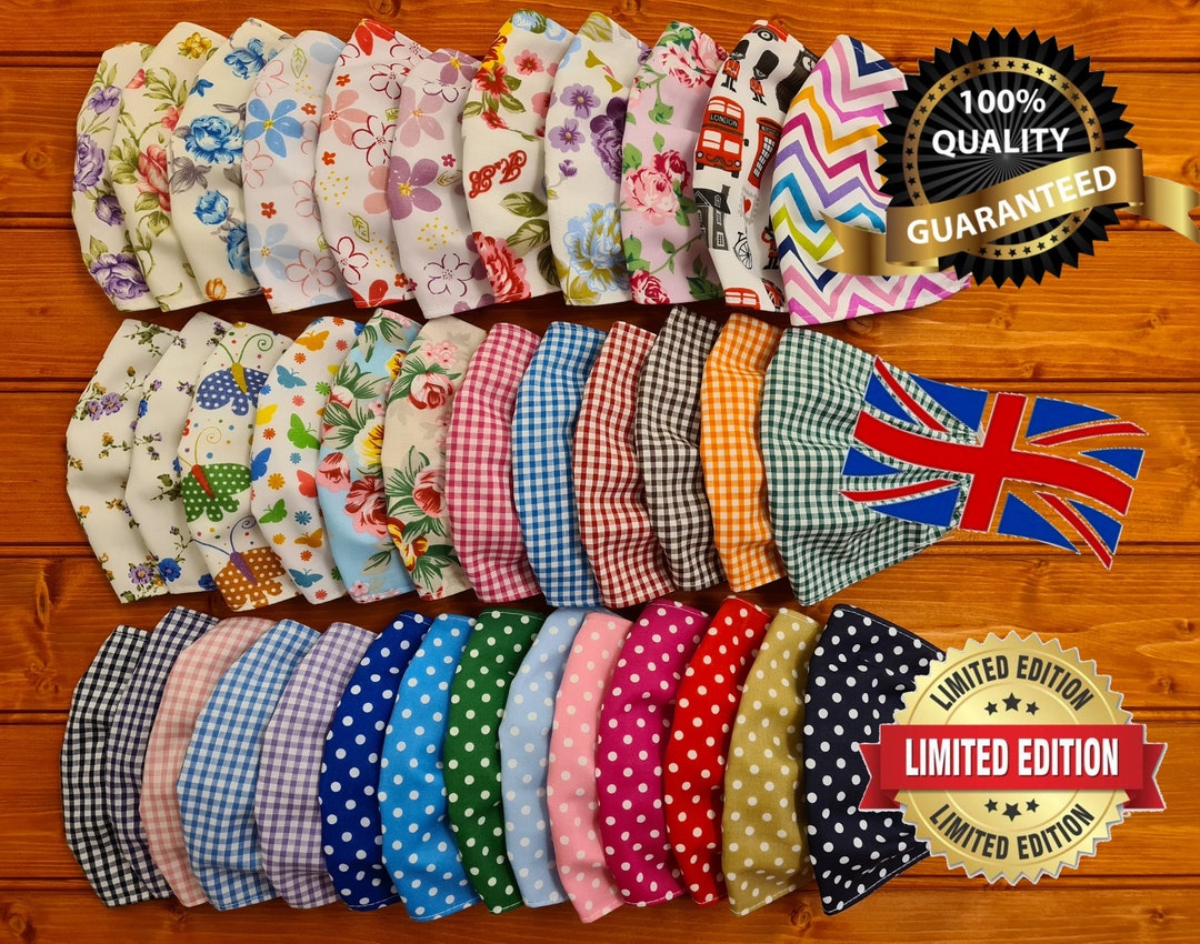 UK Face Mask Filter Pocket Double Cotton Nose Wire Face Masks ADULT ...