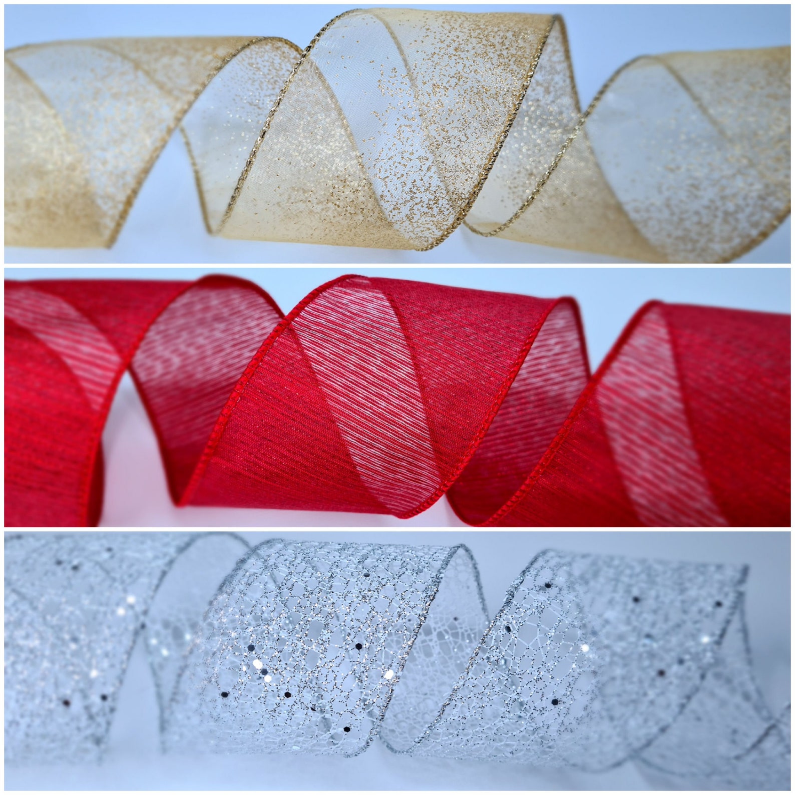 Christmas Ribbon Wire Edge Decoration Tree Gift Wrap Craft - Etsy UK