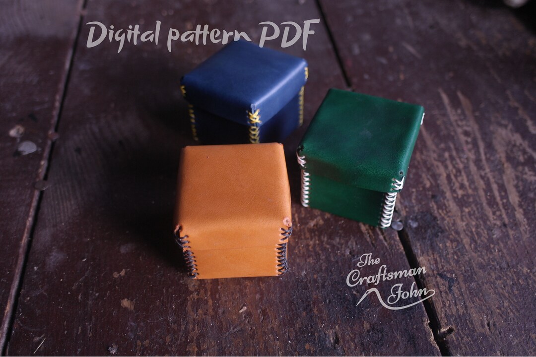 Leather Box PDF Pattern , Box Template. Two Size 5 X 5 X 5 Cm /8 X 8 X ...