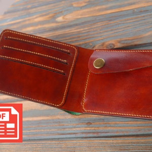Leather wallet pattern with coin pocket Leather pdf pattern | Etsy