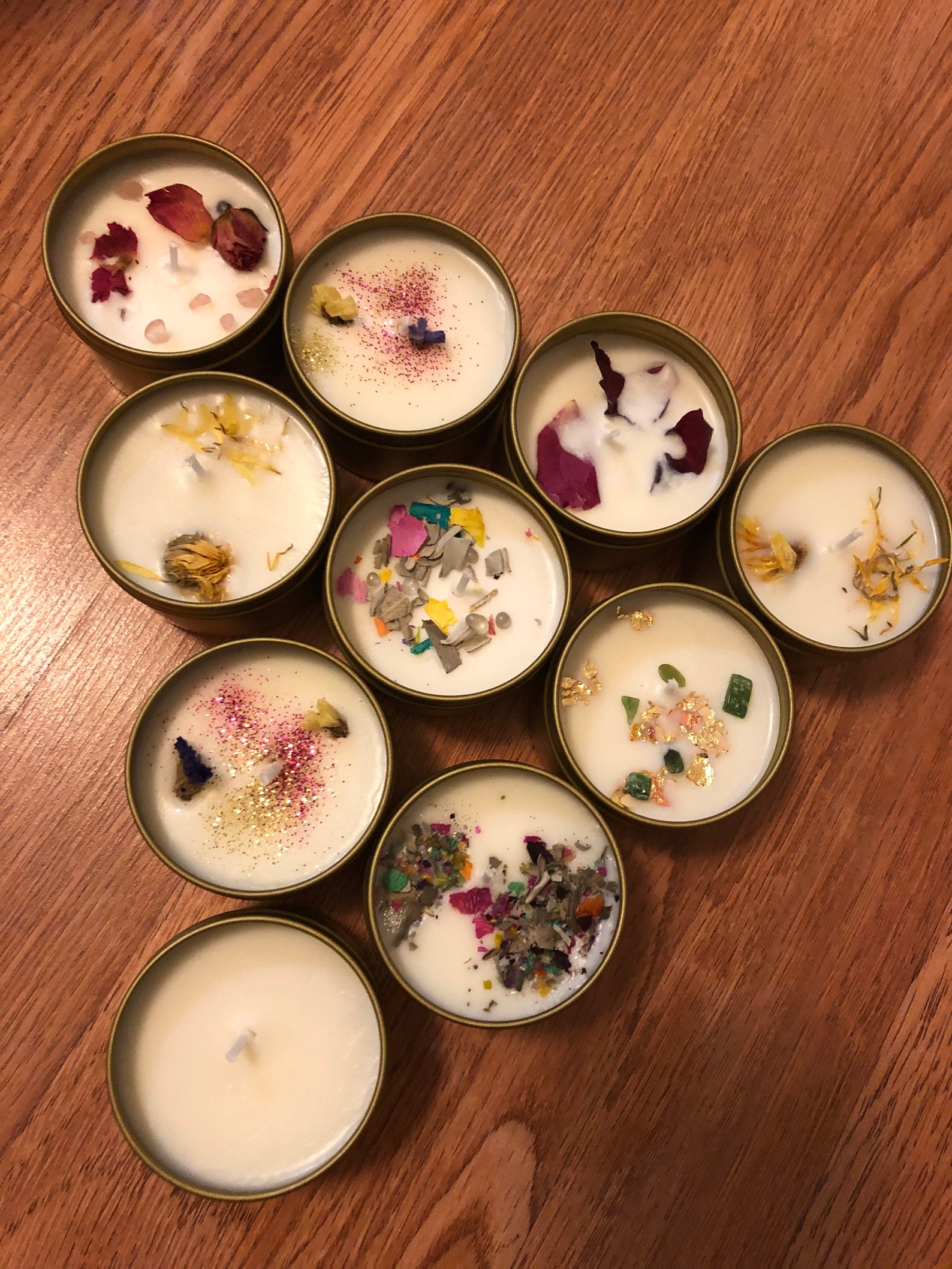 No Label Wholesale Gold Tin Candles 4oz Scented Intentional - Etsy