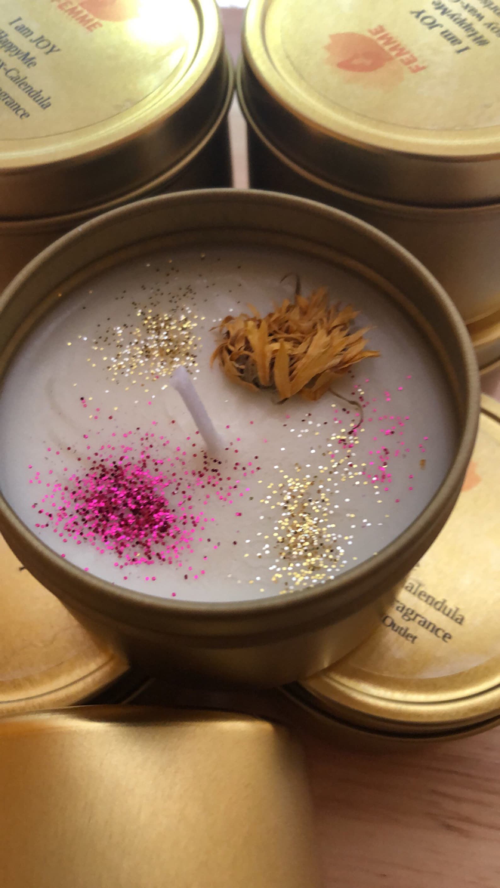No Label Wholesale Gold Tin Candles 4oz Scented Intentional - Etsy