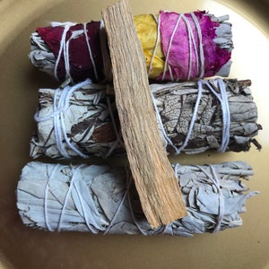 Sage Kit for Home Cleansing , Hand Tied Sage With Rose Petals ,yerba ...