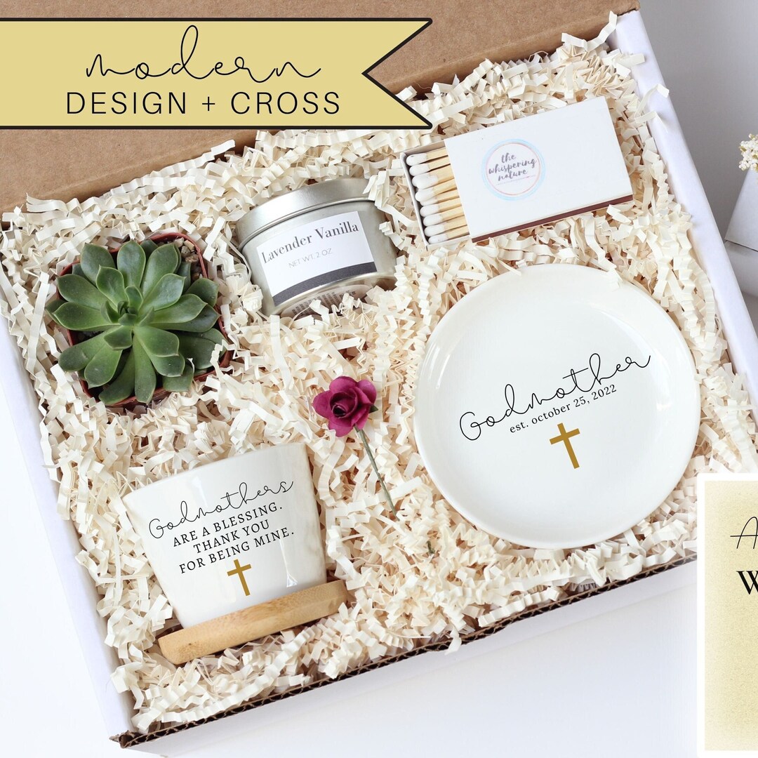 Modern Godmother Proposal With Cross Gift Box - Baptism Gift Box ...