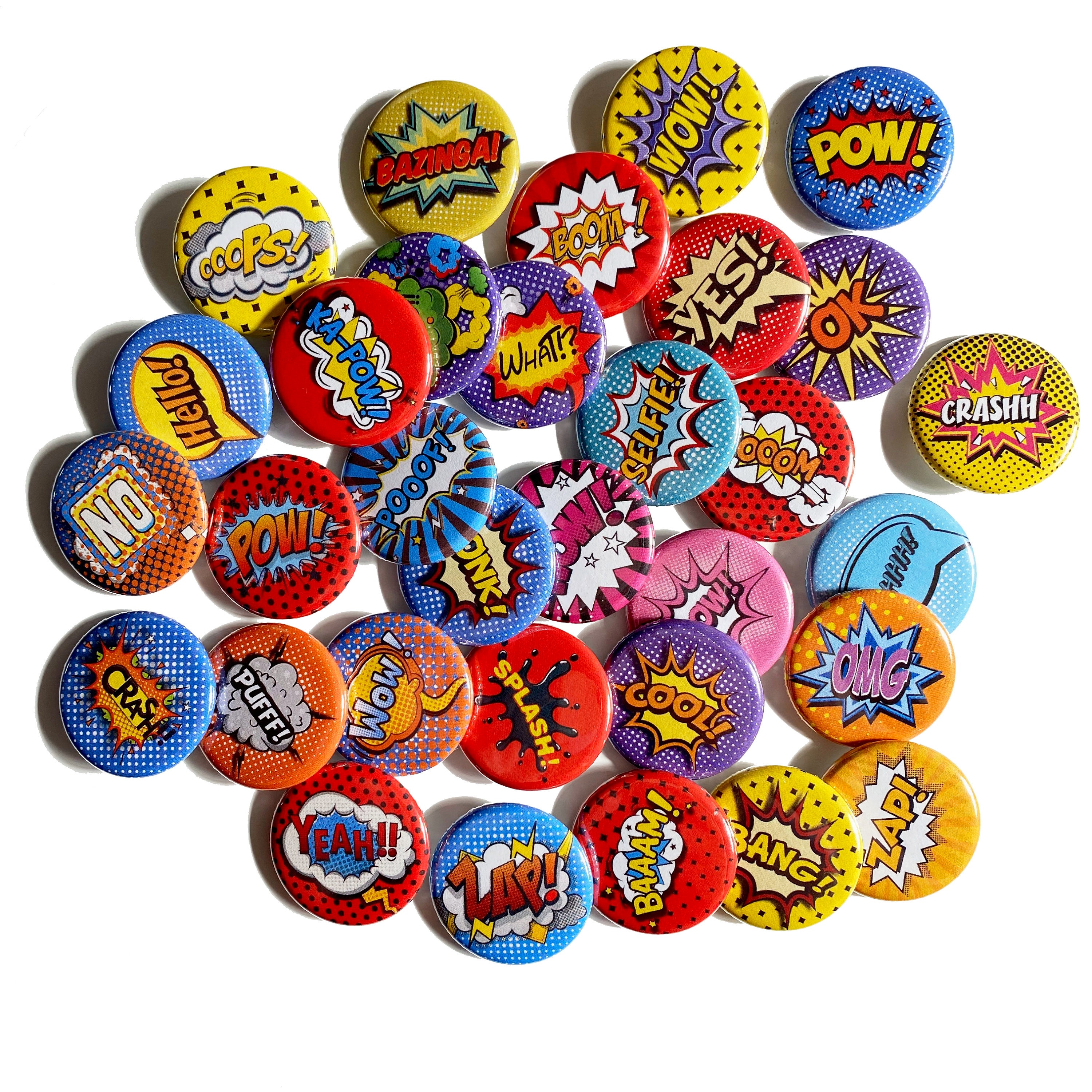 Comic Book Buttons Random Set of 10 Exclamation Pins - Etsy UK