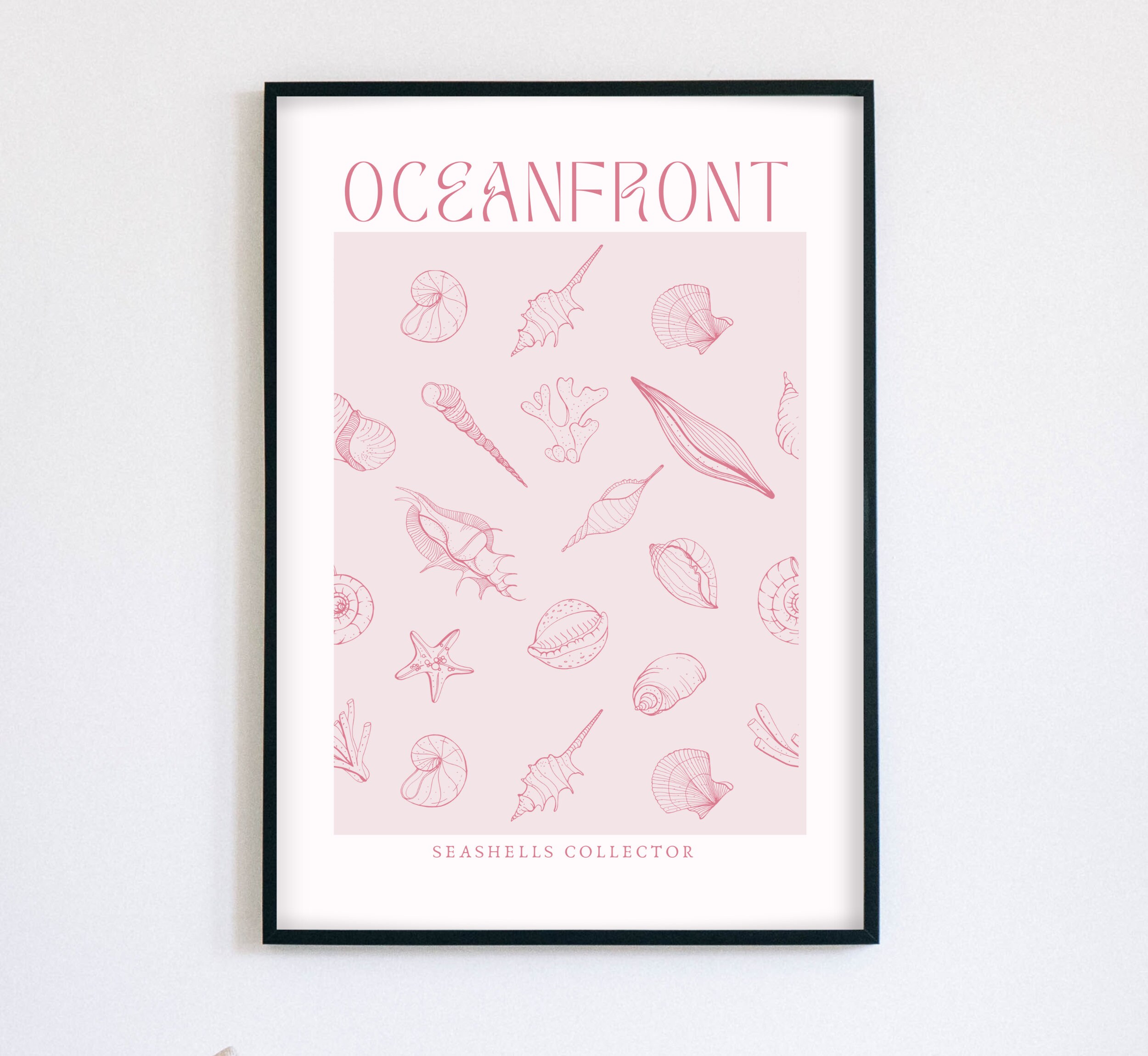 Pink Seashell Digital Art Set of 2, Beach House Gallery Wall, Aesthetic ...