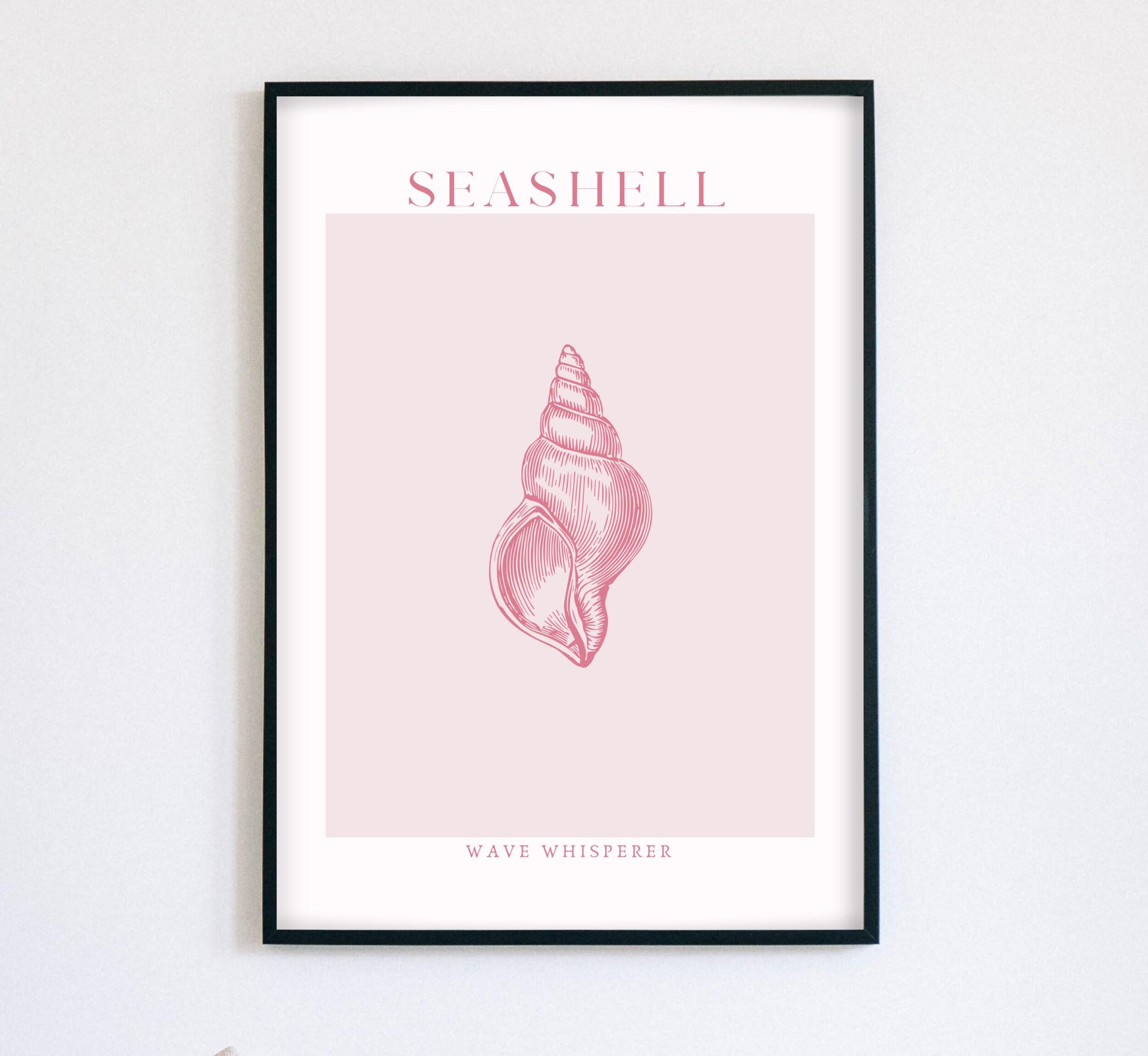 Pink Seashell Digital Art Set of 2, Beach House Gallery Wall, Aesthetic ...