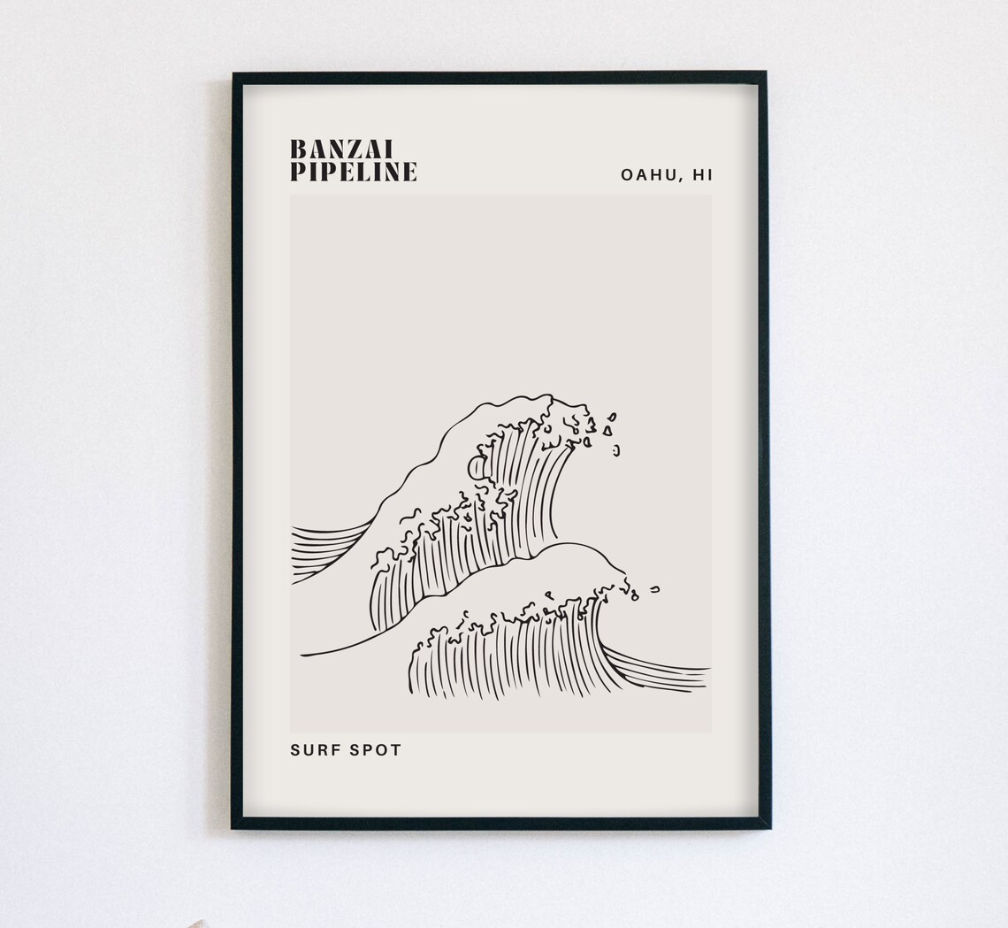 Ocean Wave Line Wall Art, Coastal Home Decor, Minimalist Beach Print ...