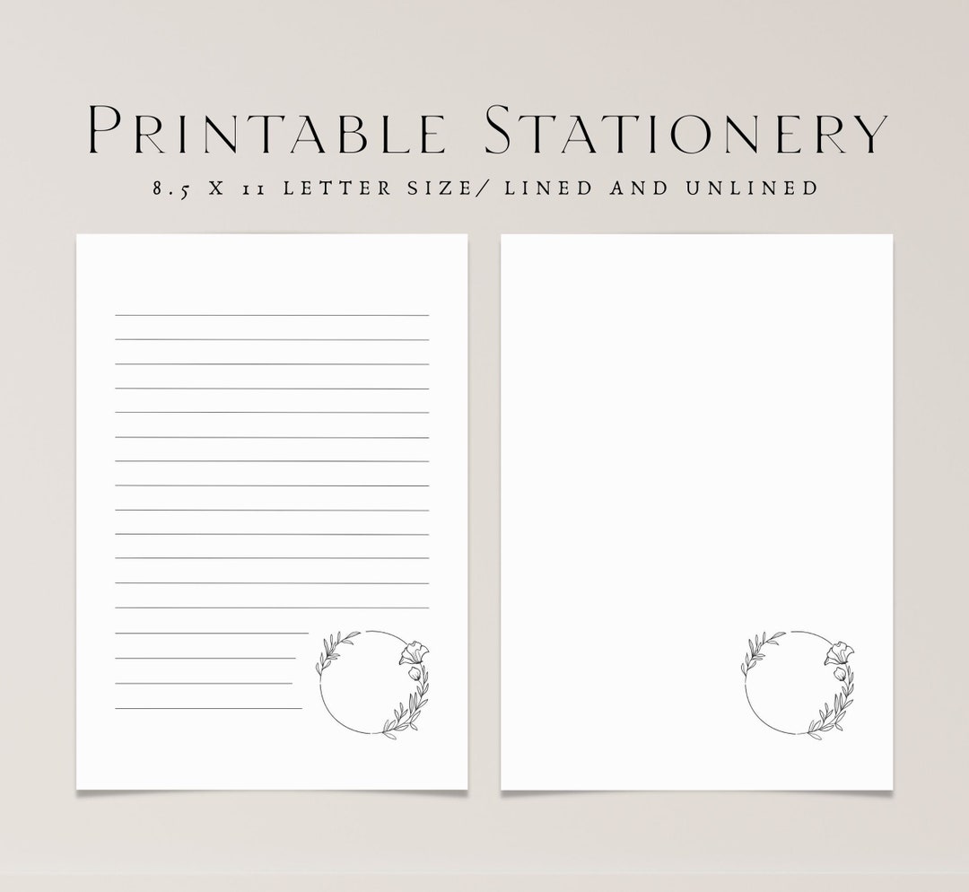 Letter Writing Paper, Printable Stationery, Minimalist, 8.5x11, Lined ...