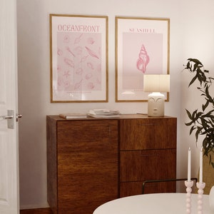 Pink Seashell Digital Art Set of 2, Beach House Gallery Wall, Aesthetic ...