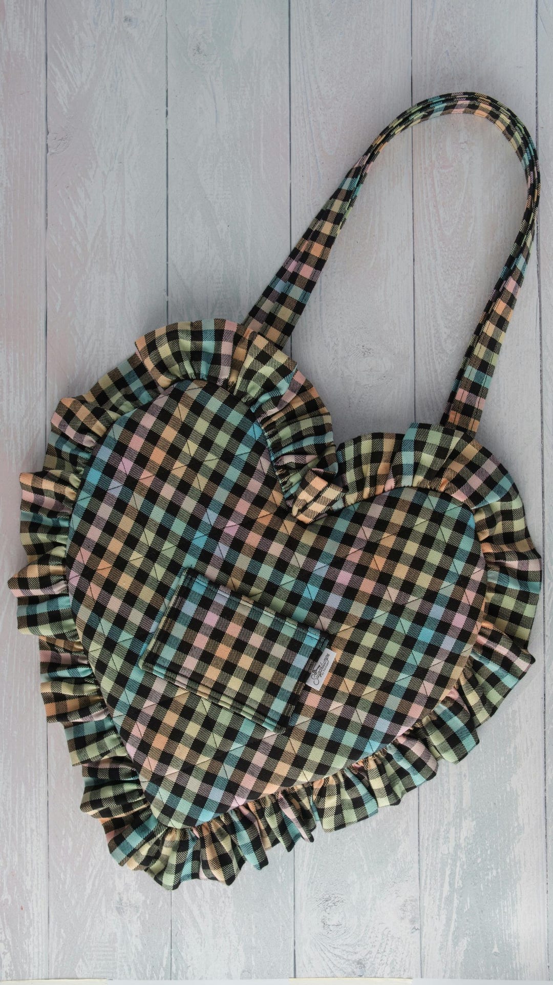 Frilly Heart-shaped Quilted Rainbow Gingham Bag - Etsy