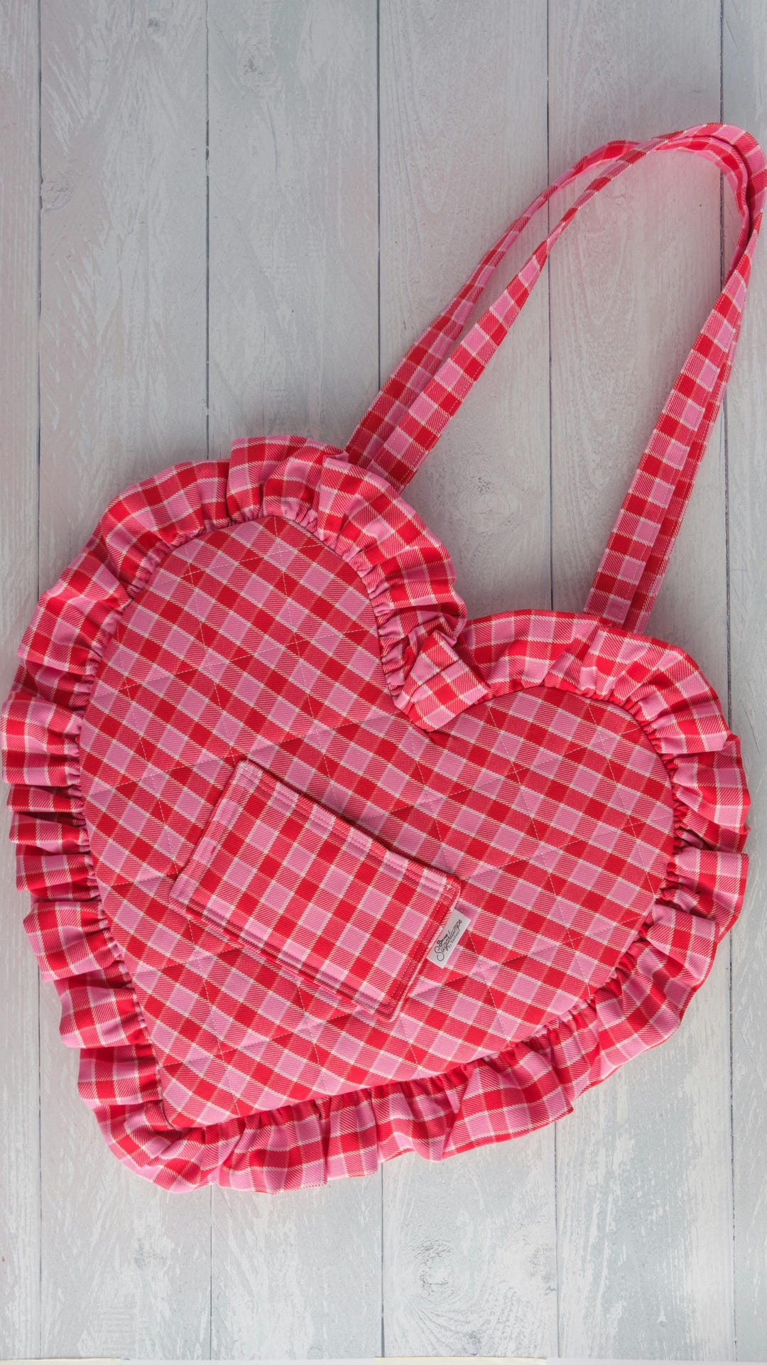 Frilly Heart-shaped Pink Red Tartan Bag - Etsy