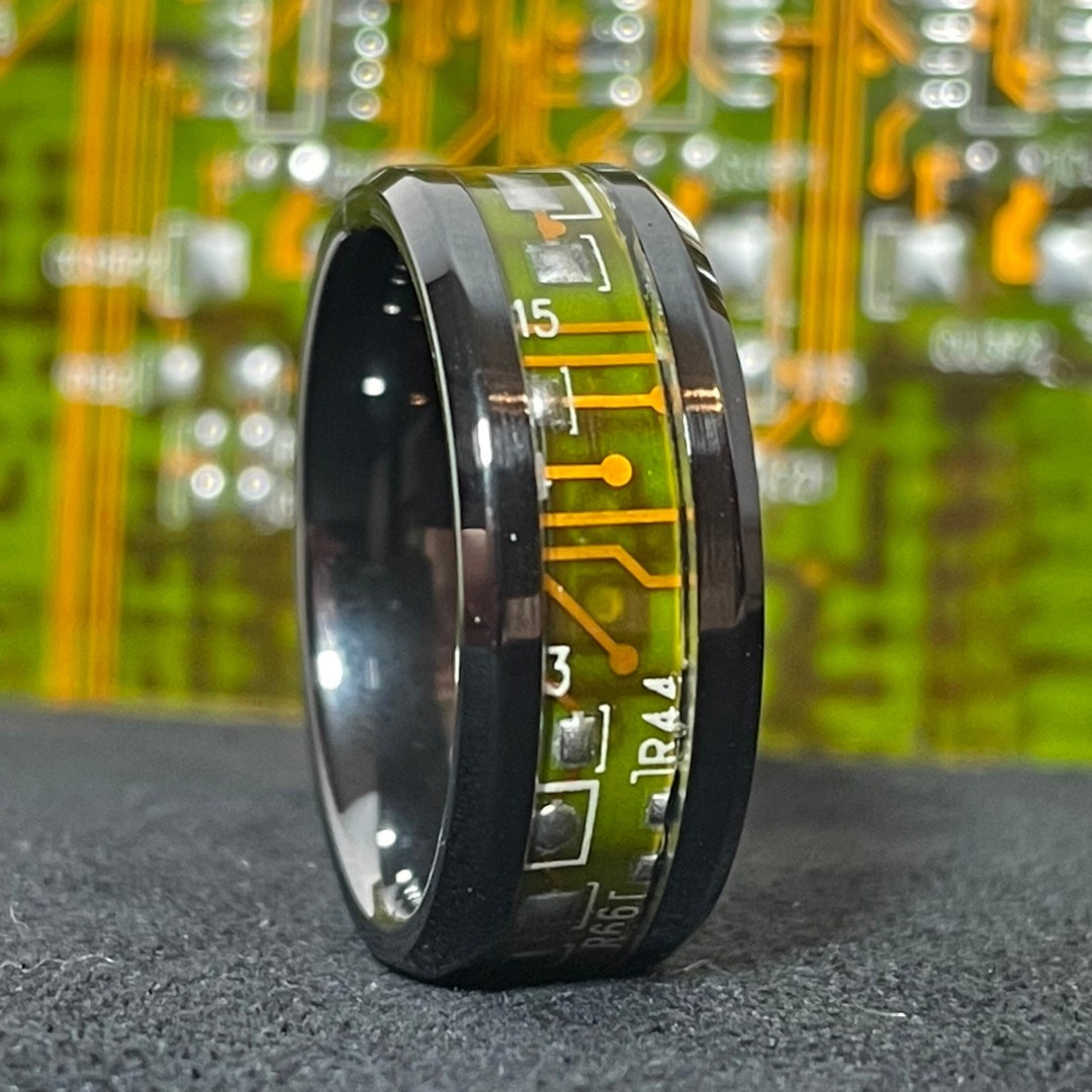 Motherboard Men's Wedding Band PCB in Black Ceramic - Etsy