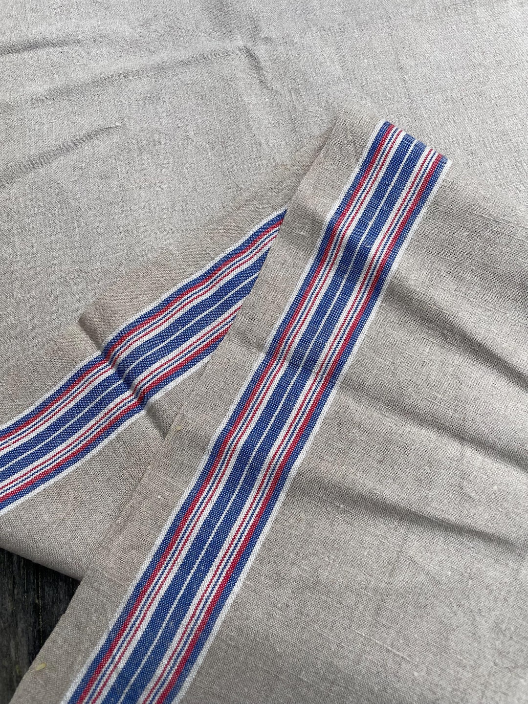 Mangle Linen Cloth With Blue and Purple Stripes, Vintage Tablecloth or ...