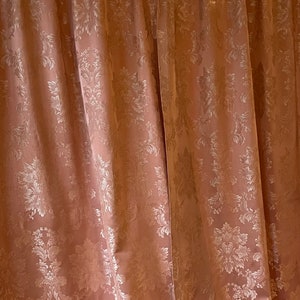 Silk Damask Curtains in Salmon Pink Dating From 1870 - Etsy