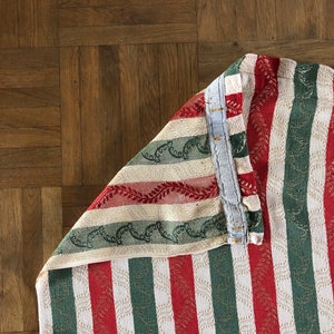 Vintage Silk Damask Curtains in Green and Red Regency Striped Design - Etsy