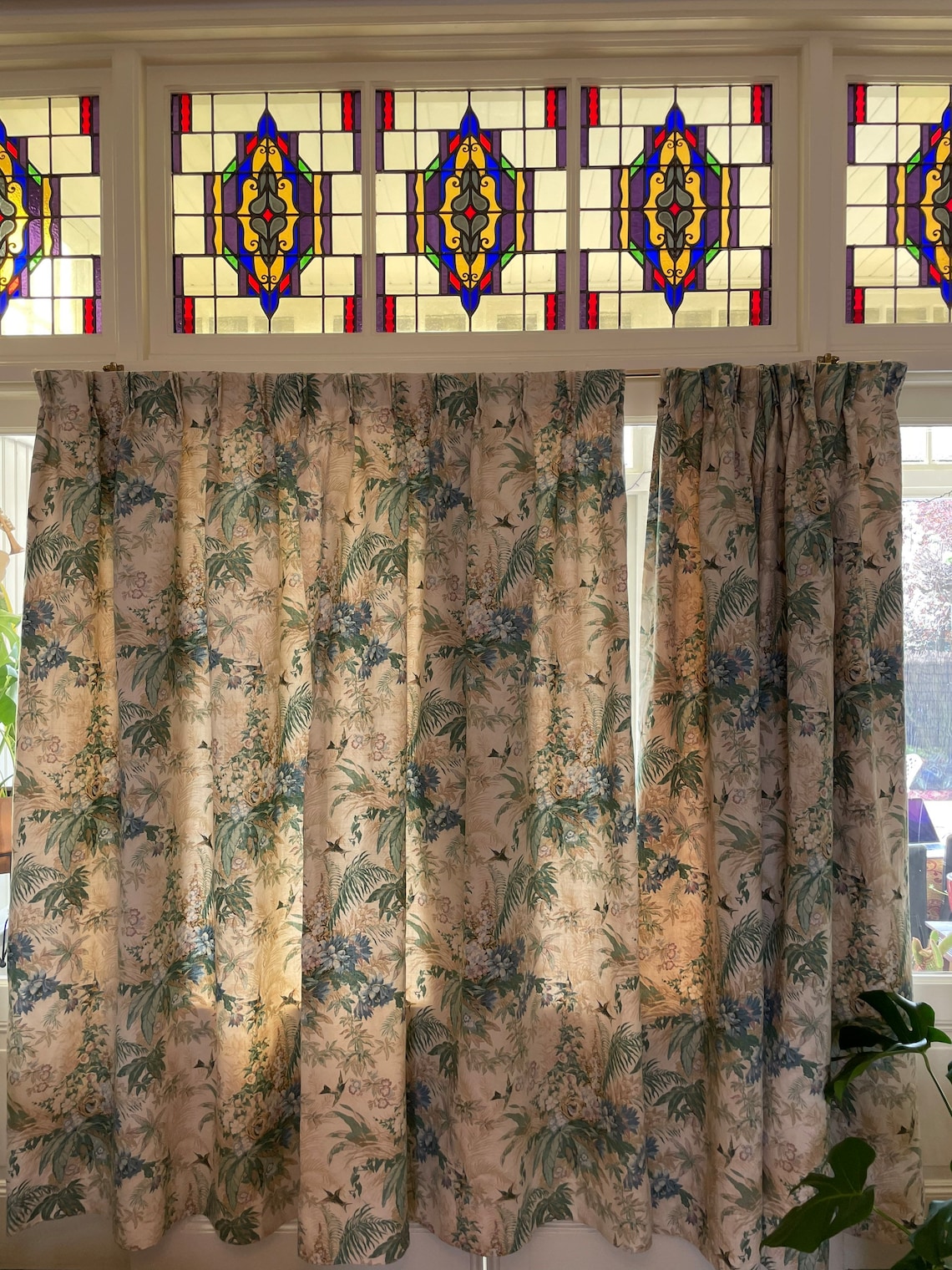 Curtain Vintage Jonelle Fabric Range Etoile Design of Flowers, Palm ...
