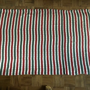 Vintage Silk Damask Curtains in Green and Red Regency Striped Design - Etsy