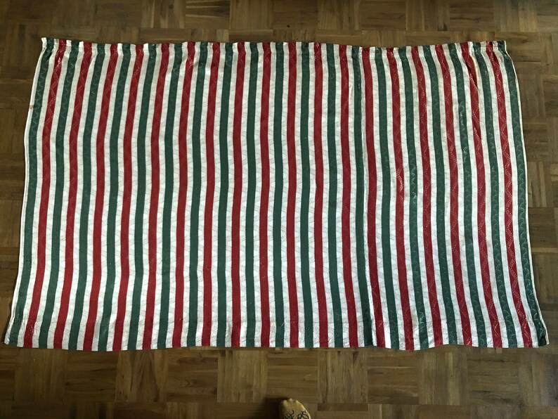 Vintage Silk Damask Curtains in Green and Red Regency Striped Design - Etsy