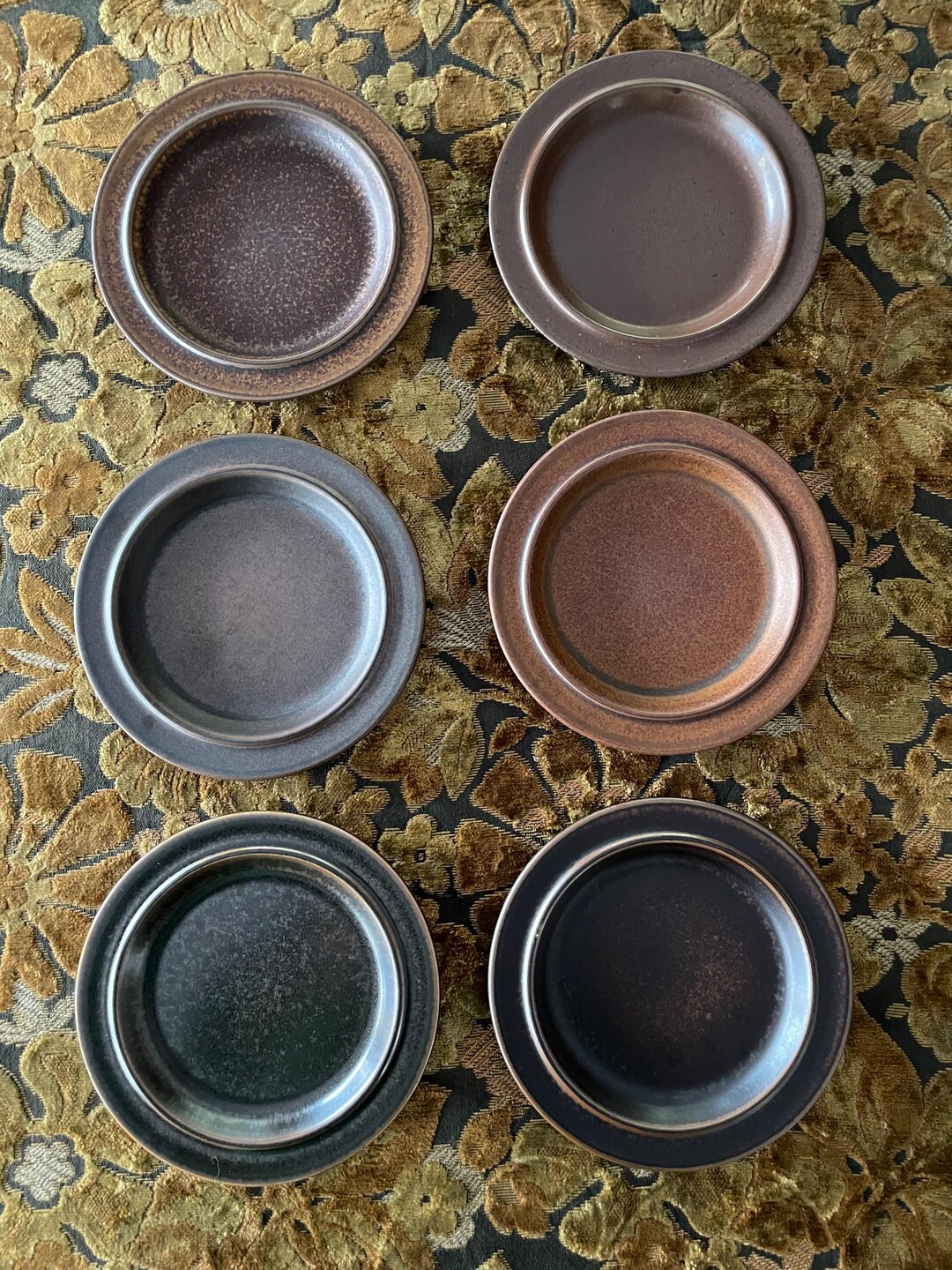 Set of 6 Rustic Brown Glazed Stoneware Side Plates From Arabian Ruska ...