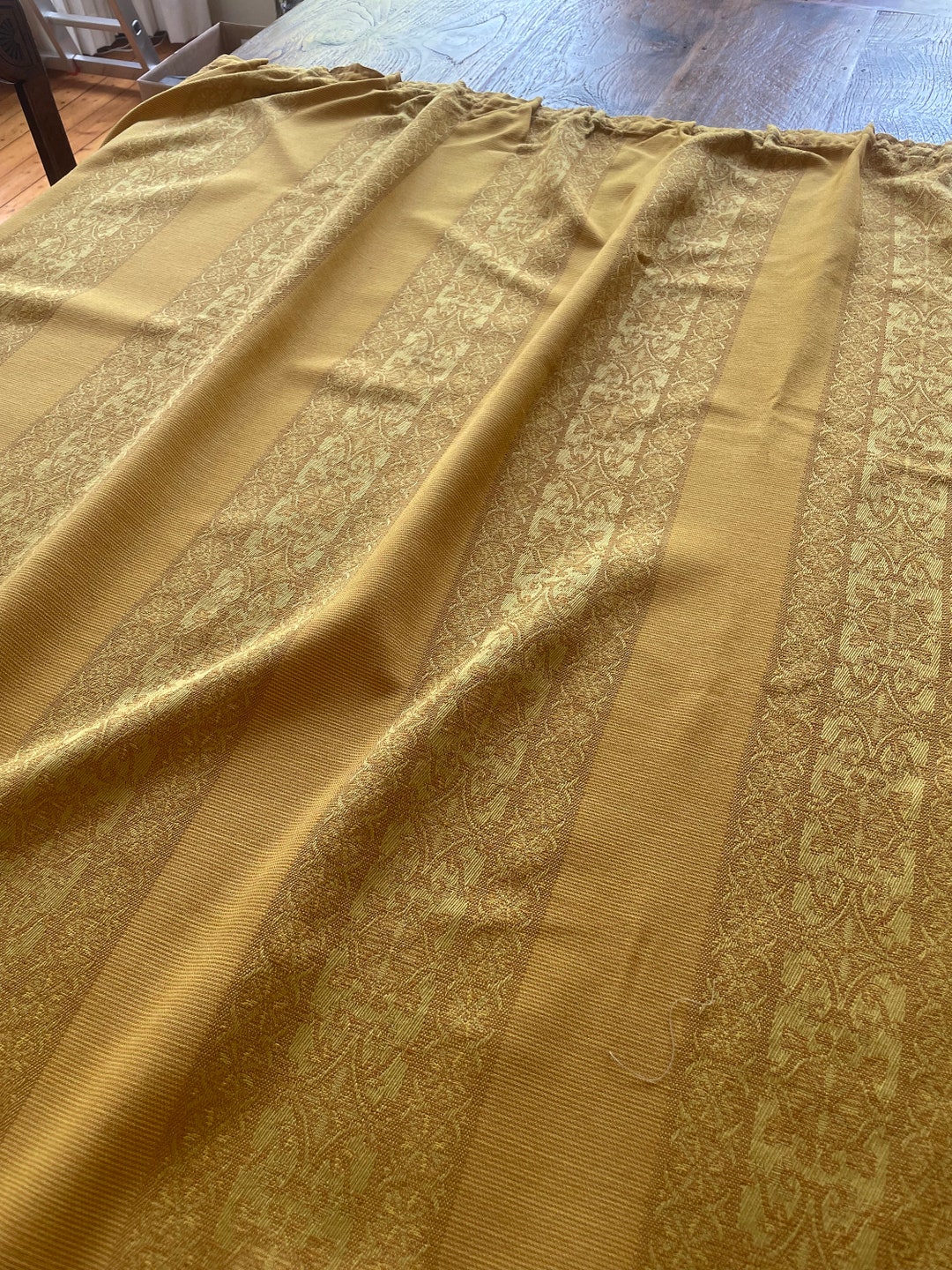 Curtains Striped Design With a Pattern in Ochre Mustard Yellow Colour ...