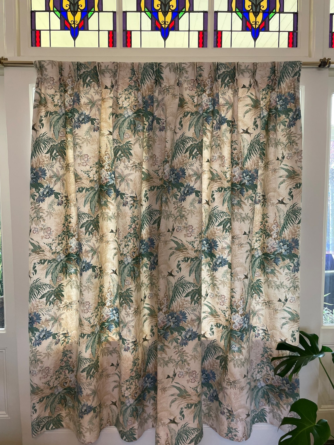 Curtain Vintage Jonelle Fabric Range Etoile Design of Flowers, Palm ...